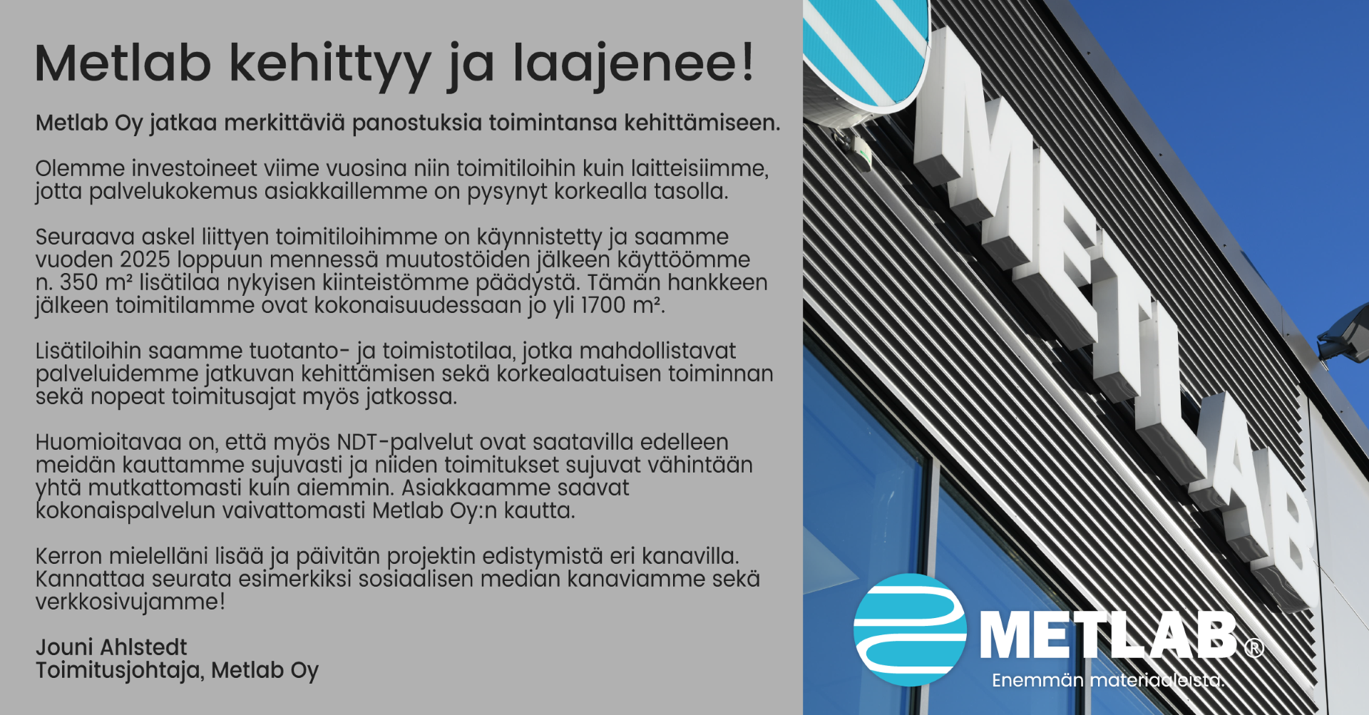 Metlab is evolving and expanding! - Metlab